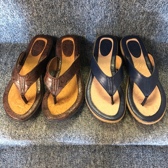 b.o.c. | Shoes | Boc Womens Zita Sandals Navy And Brown Nib | Poshmark